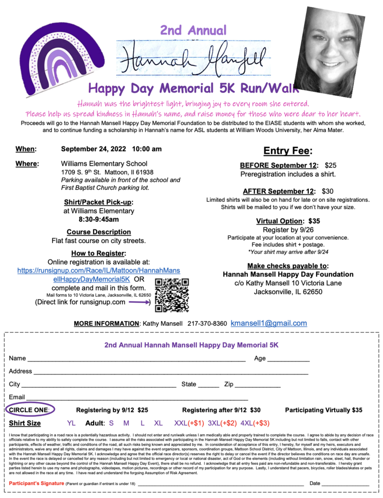 2nd Annual Hannah Mansell Memorial 5K Happening Saturday, September 24 ...